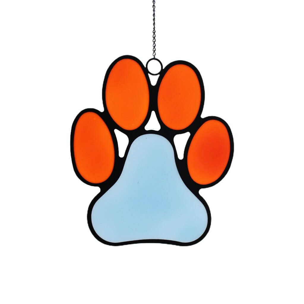 Светящийся стеклянный кулон с отпечатком лапы медведя для декора дома и улицы на праздники