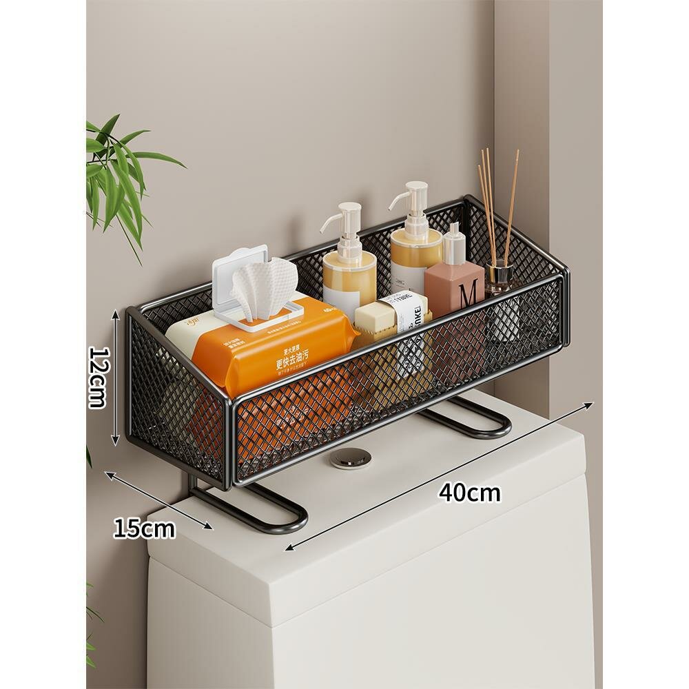 Стеллаж для хранения вещей в ванной комнате черный [плотная сетка для усиления несущей способности] большой