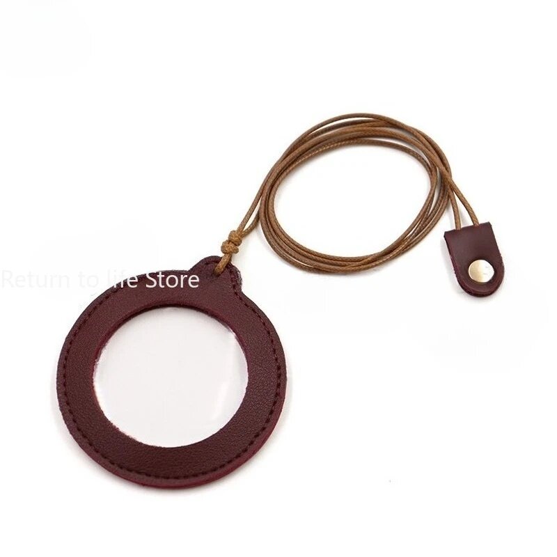 Лупа MOONBIFFY, кожаный чехол wine red