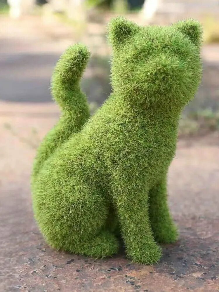 Наружный садовый газон Зеленый искусственный плюшевый сидящий котенок-украшение