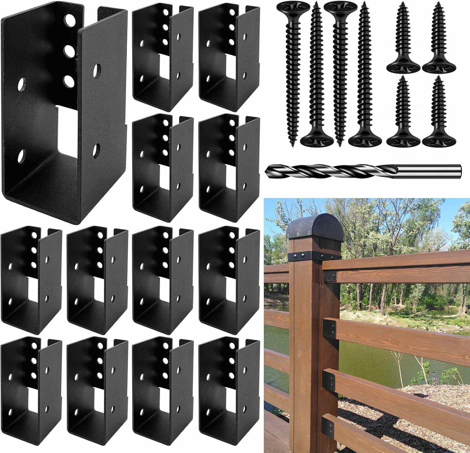 Скрытые стальные кронштейны для балок для пиломатериалов 2x4 (1.5x3.5 дюймов), U-образные, для заборов, веранд, качелей, перил, 12 шт