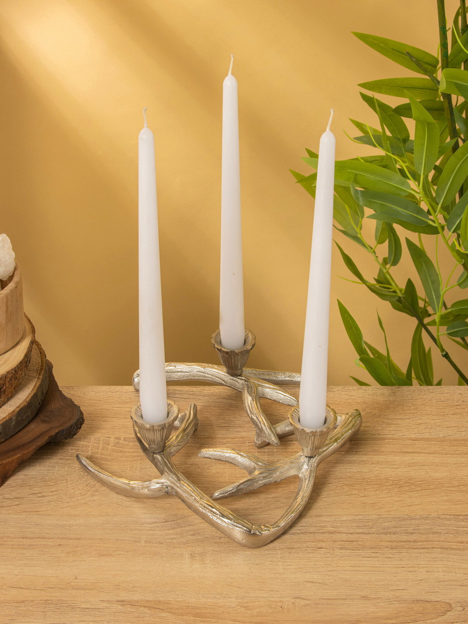 Подсвечник на 3 свечи "Рога", 23.5x23x6.5 см, алюминий, тематика праздника: универсальная тематика