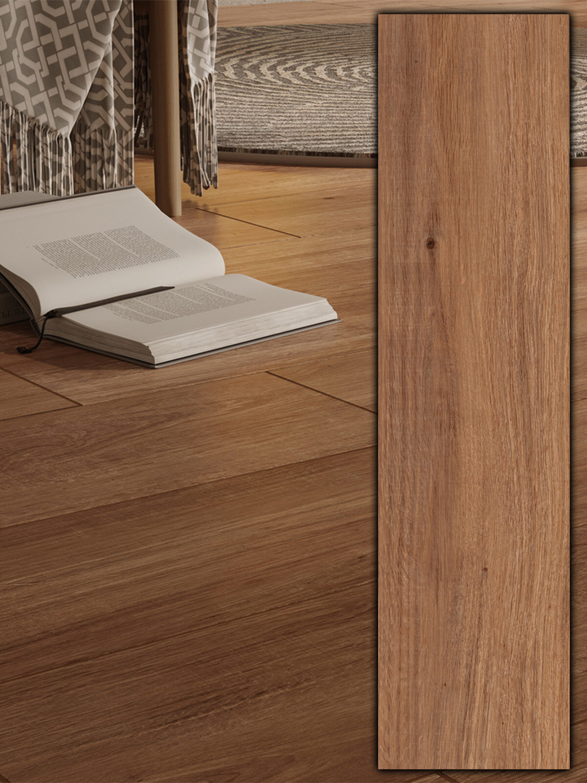 Керамогранит Cersanit Kauri Wood Светло-коричневый 21,8x89,8, под дерево, матовый, рельеф, цена за упаковку (6 плиток - 1,174 кв. м)