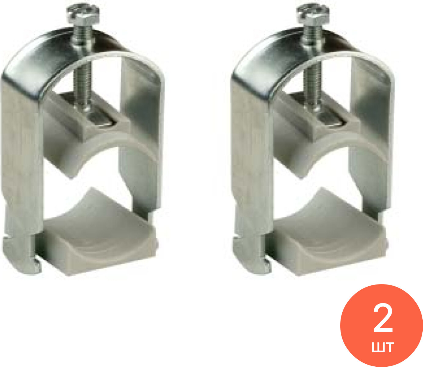 Зажим для кабеля DKC / ДКС для С-профиля, из прочной оцинкованной стали, диаметр проводника 38-42мм, 1шт. / электрика (комплект из 2 шт)