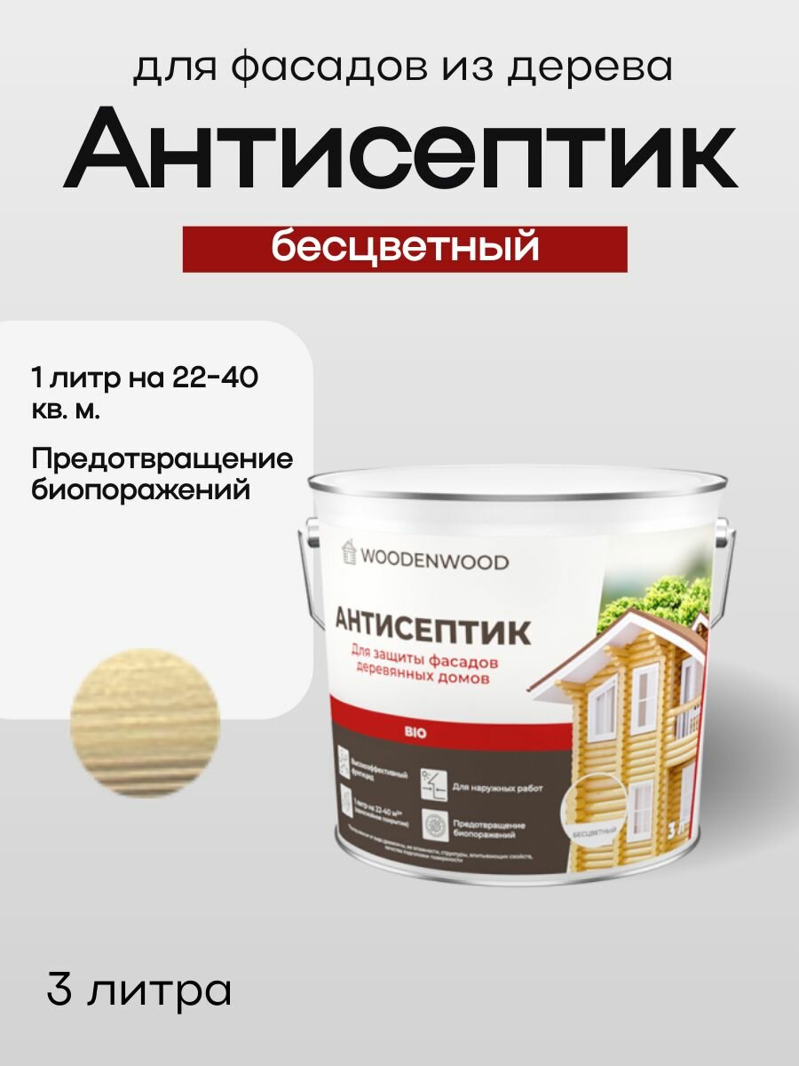 WOODENWOOD Антисептик для защиты фасадов деревянных домов BIO