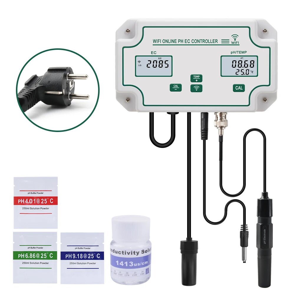 Wi-Fi Temp EC PH-метр yieryi PH-W2823EU Calibration EU Plug