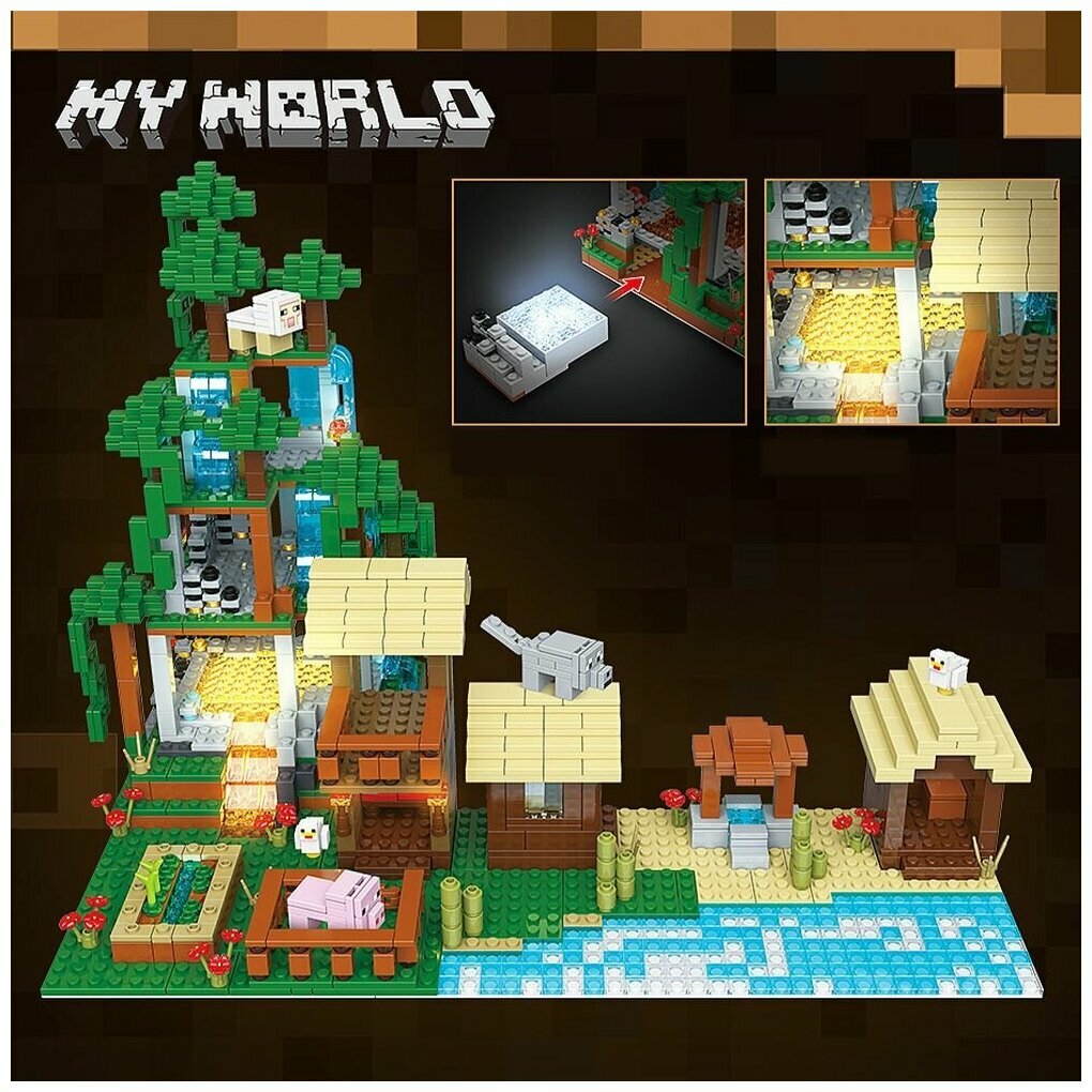 Конструктор My World Minecraft Майнкрафт Лесная деревня/ 2106 деталей/ подарок ребенку
