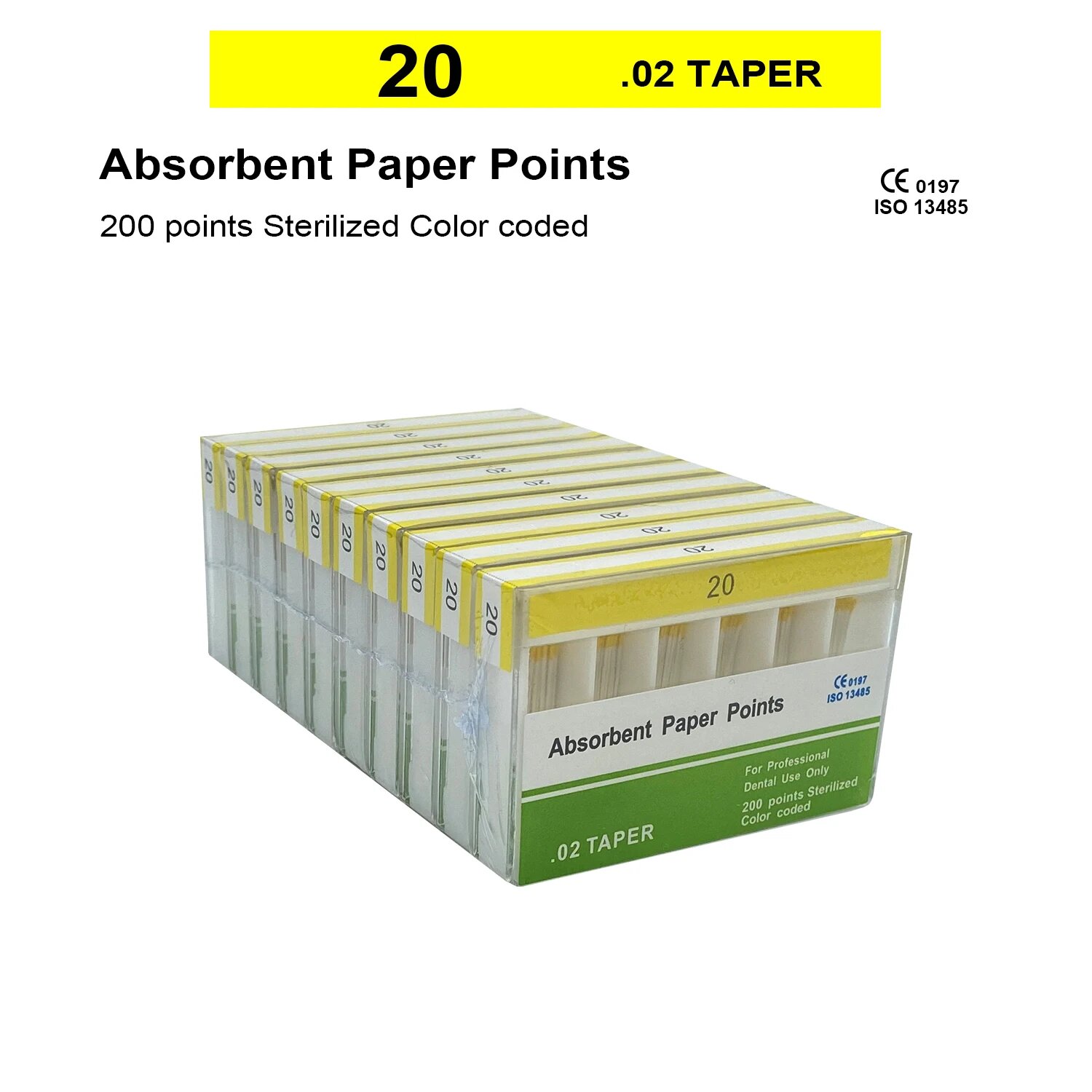 Стоматологические абсорбирующие бумажные точки Well CK 10Box 02 Taper 20