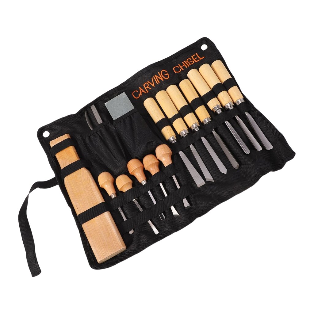 16 предметов, необходимый набор для резьбы по дереву, лезвия из углеродистой стали, нескользящая ручка с портативной холщовой сумкой для столяров