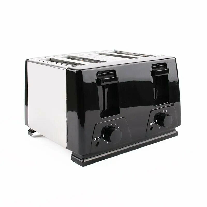 DMWD Тостер Тостер поддон для крошек 870 Вт тостов - 4/четыре, Хлебопечка для домашнего завтрака, регулировка уровня выпечки, машина для поджаривания сэндвичей 1300 Вт тостов - 4, черный