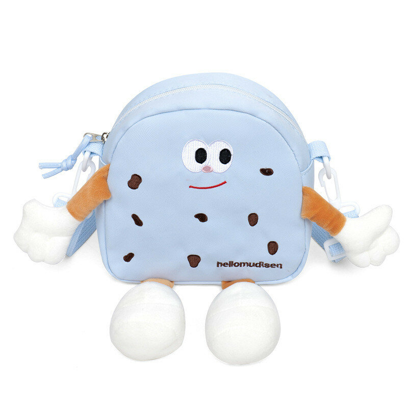 Детская сумка через плечо с мультяшным рисунком печенья для детей легкий дизайн для школы синий в горошек