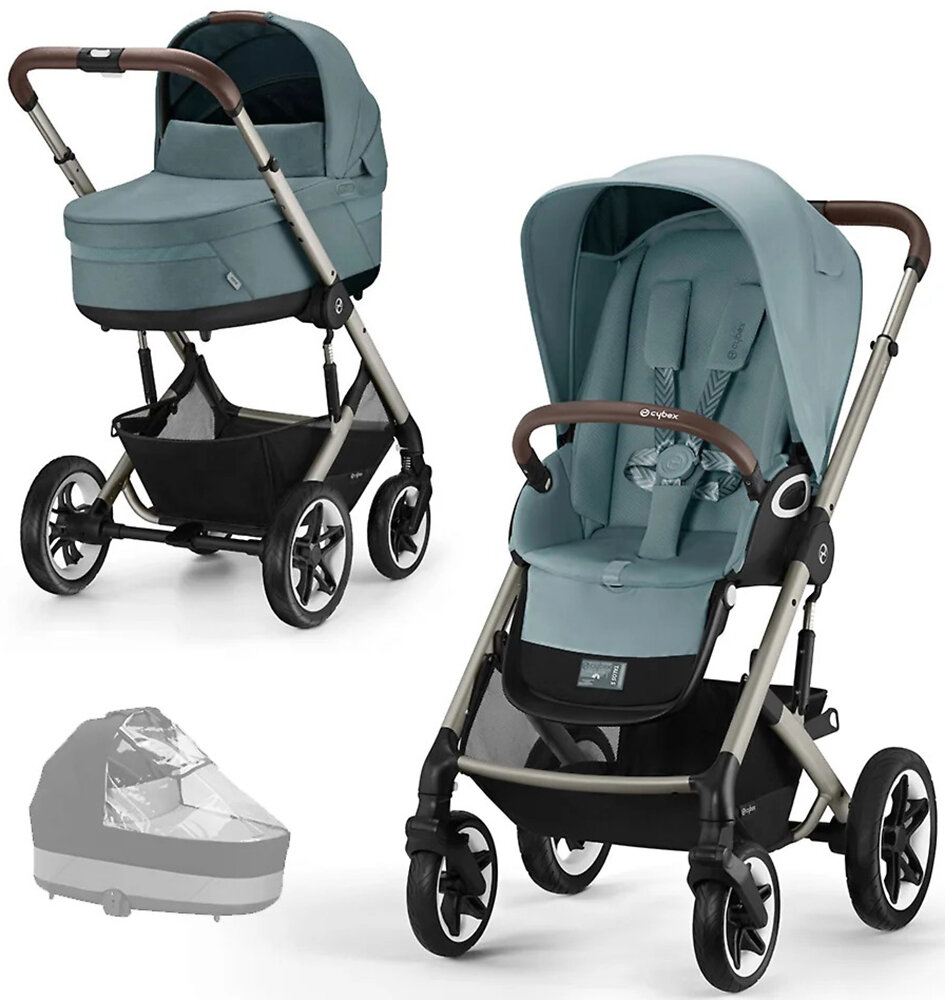 Cybex Talos S LUX | 2-в-1 (Stormy Blue на шасси Taupe с дождевиками)