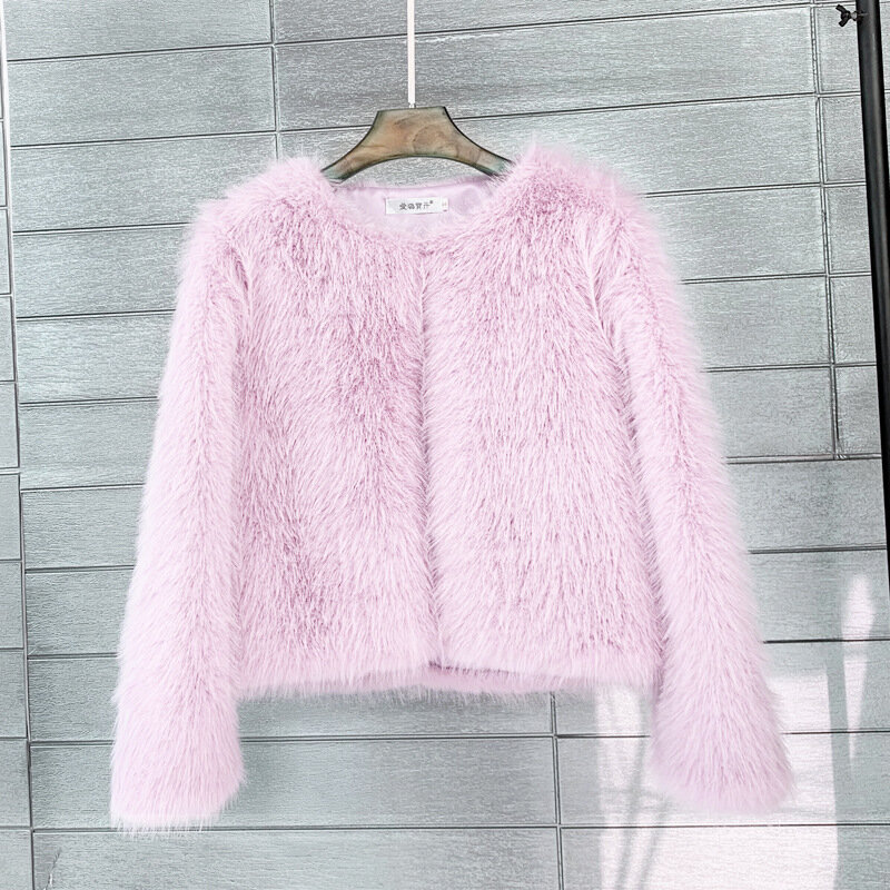 Пальто из искусственного тосканского меха Toca в корейском стиле, однотонное женское короткое пальто