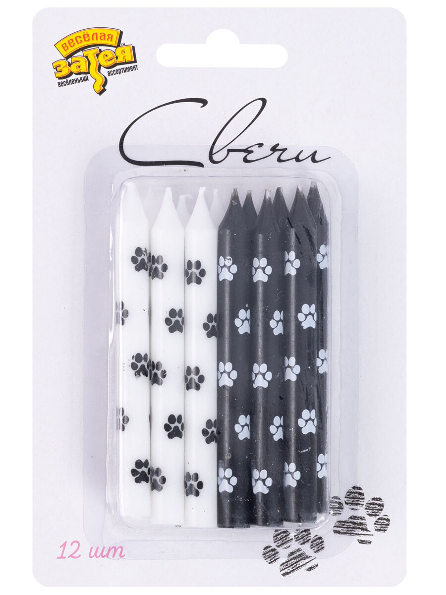 Веселая затея Свечи для торта Котики 8 см 12 шт 1502-4854