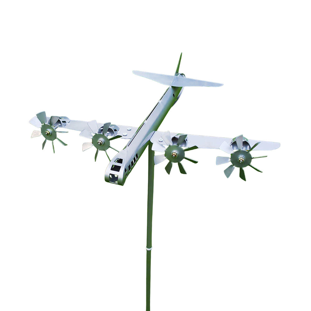 Ветряная декорация для сада Самолёт четырёхвинтовой 32 см