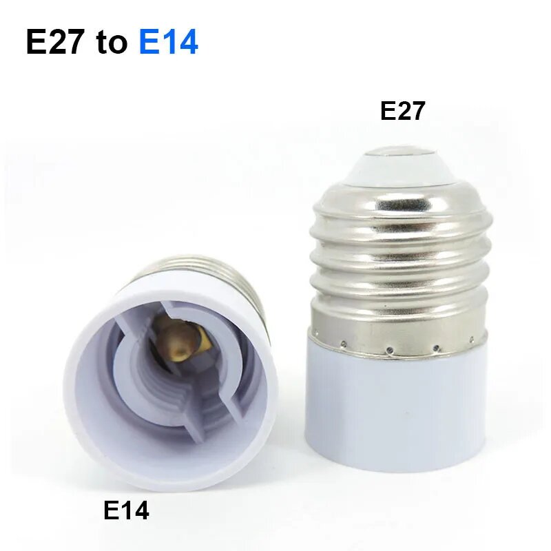 Преобразователь E14 на E27 на E14 белый E27 to E14, 2pcs