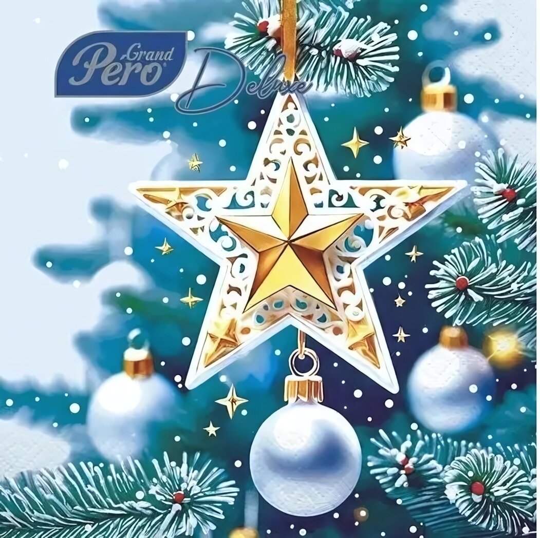 Салфетки бумажные «GrandPero Deluxe» Кремлевская звезда, 33x33 см, 3 слоя, 20л