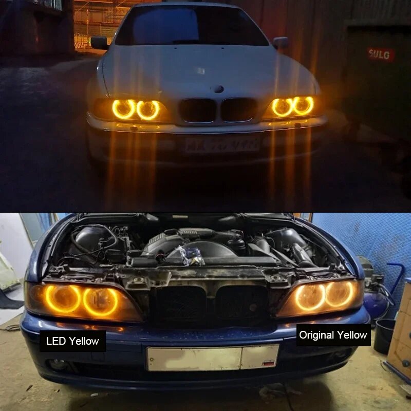 2 шт. LED "ангельские глазки" желтые для BMW E39 E53 E60