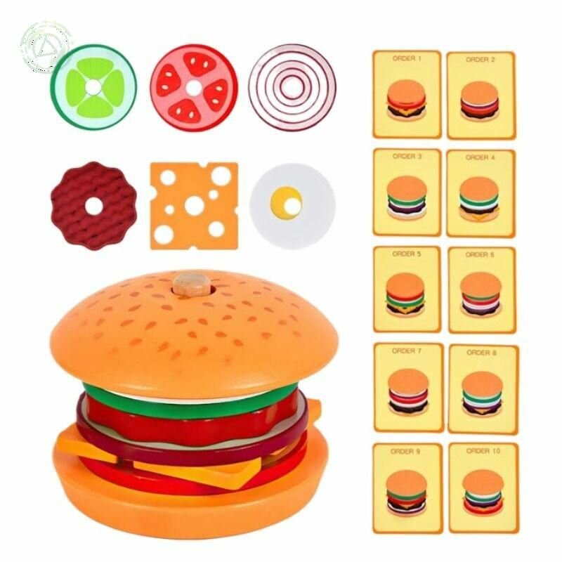 Детская деревянная имитация бургера с картофелем фри, набор для сэндвичей, колонна