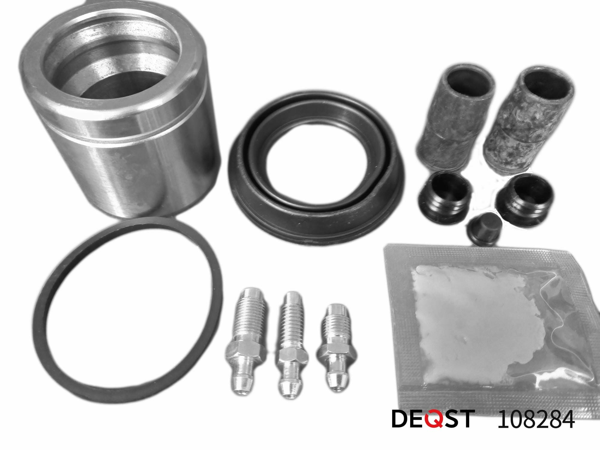 Ремкомплект суппорта Deqst 108284 с поршнем переднегоMazda 2 (03-07), Renault Megane 2 (02-09), Scenic 2 (03-), Skoda Fabia 2 (10-14), Octavia (1Z) (04-13), Rapid (12-), Roomster (10-15)