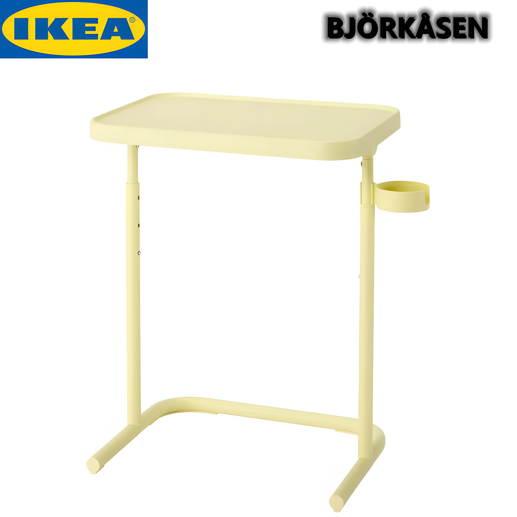 IKEA/икеа Столик приставной журнальный, прикроватный приставной, для ноутбука складной, (BJORKASEN/бьеркосен), Лимонный