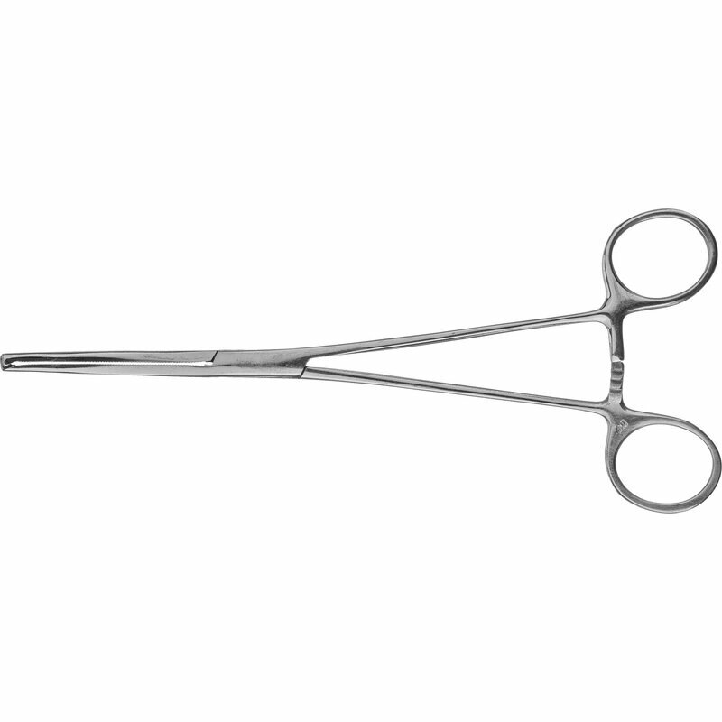 Зажим кровоостанавливающий 1х2 зубый зубчатый изогнутый № 3, 198 мм З-199