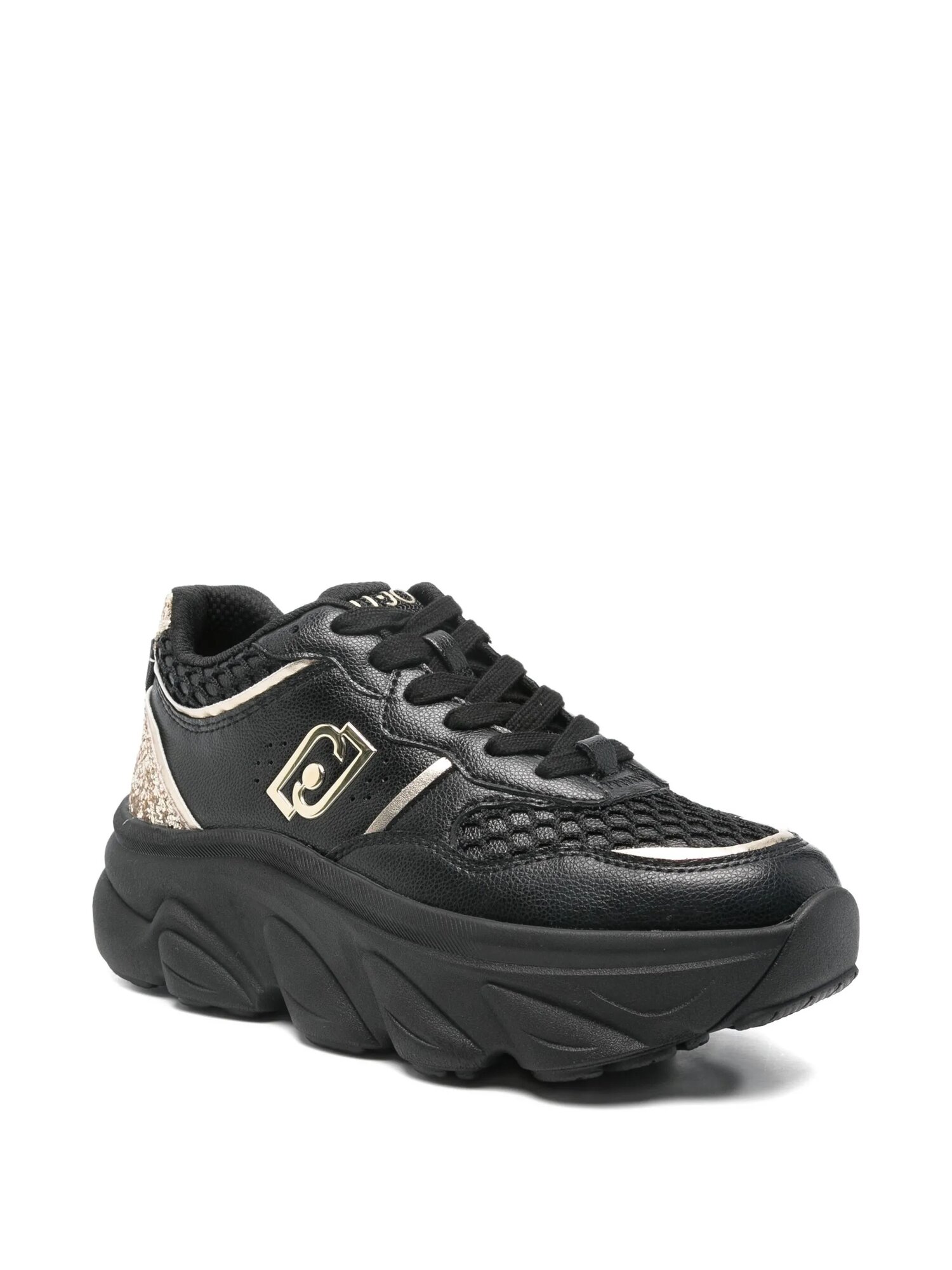 Кроссовки LIU JO Logo-plaque sneakers, размер 39, black/black — фото 1