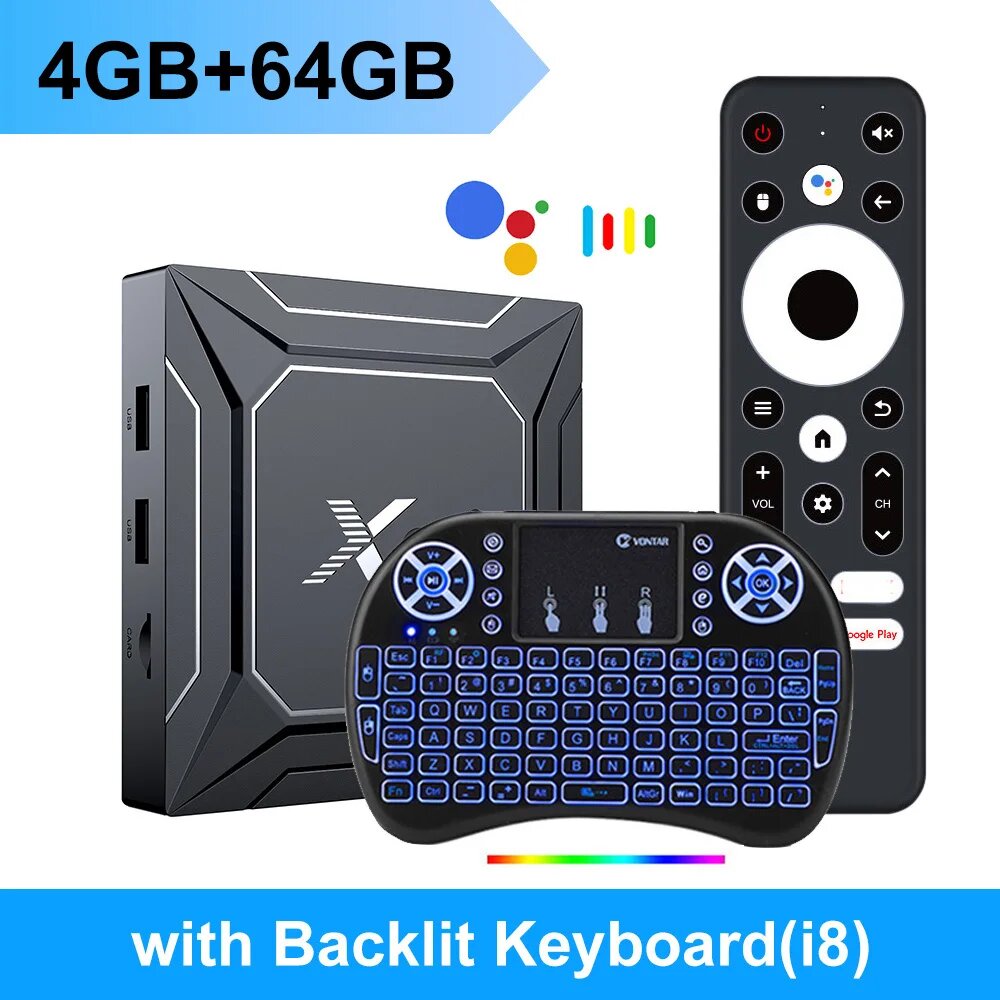 VONTAR X96 M200 ТВ-приставка Android 14 Черный, 4G64G backlit keyb