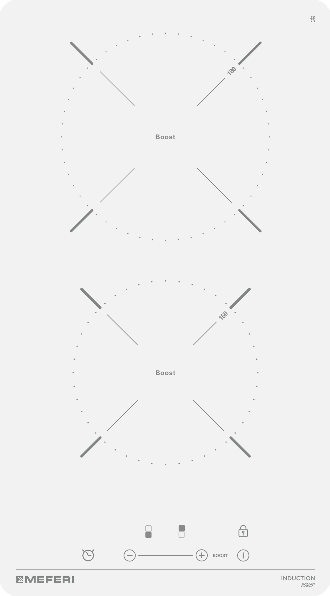 Индукционная варочная панель MEFERI MIH302WH POWER (Модификация 2025 года) 30 см, белый, 3500 Вт, Boost, датчик посуды, домино
