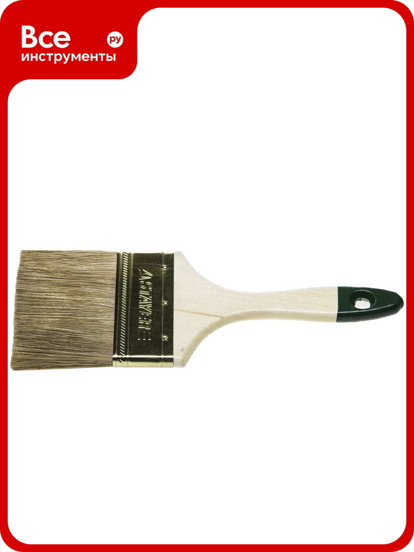 Плоская кисть STAYER LASUR смешанная щетина, деревянная ручка, для высокотекучих ЛКМ, 75мм, 3" 01031-75