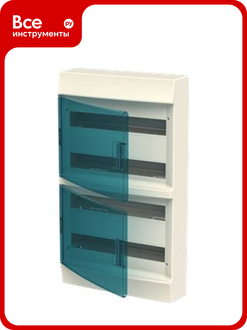 Настенный бокс ABB mistral41 72 модуля, зеленая прозрачная дверь, с клеммами 1SPE007717F1121, зеленый