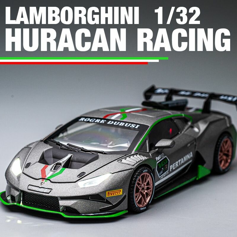 DIECAST CAR 1/32 Коллекционная металлическая машина Lamborghini Huracan Racing Car Игрушечная машина