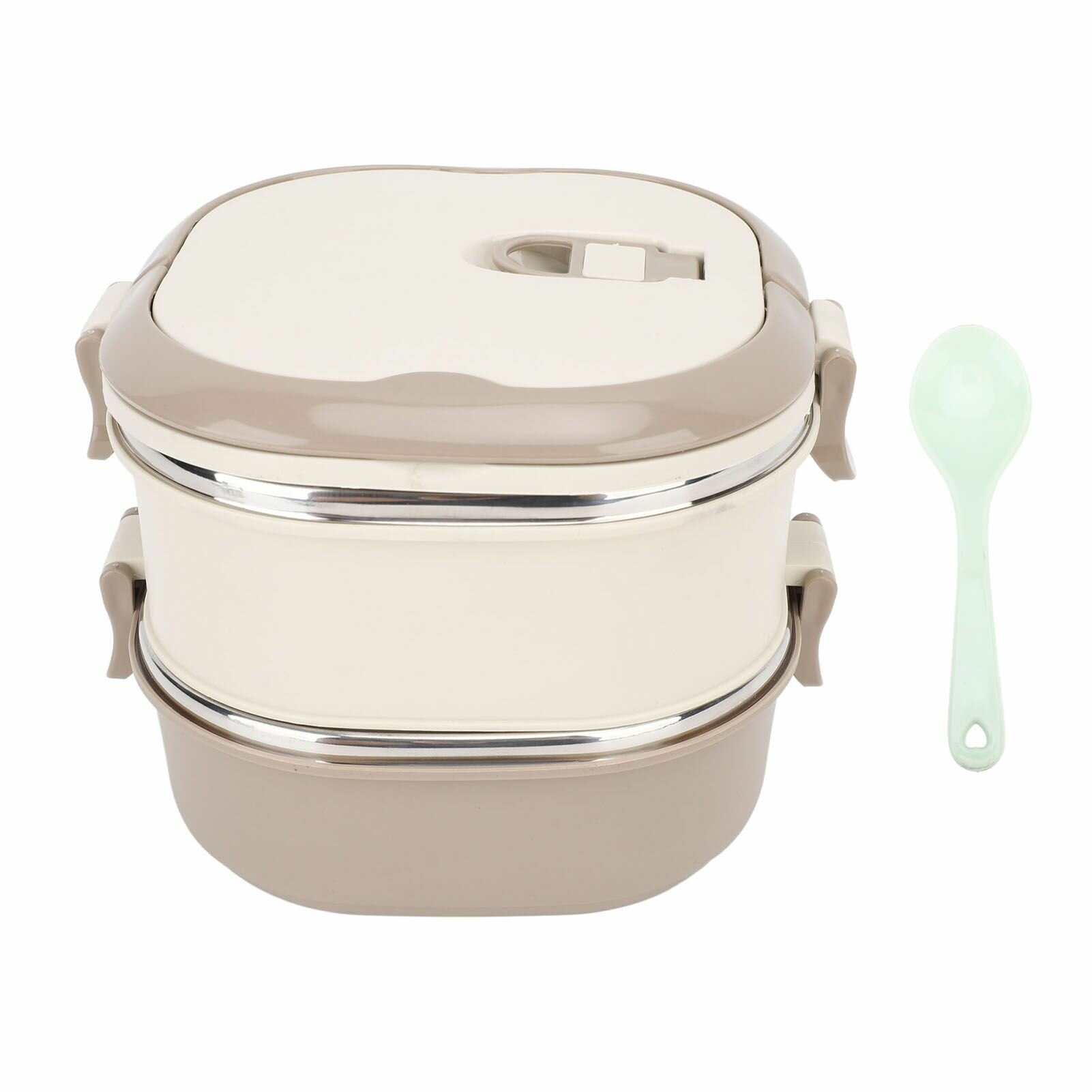 Ланч-бокс из нержавеющей стали 304, портативный изолированный герметичный студенческий бенто-бокс с ложкой для школьного офиса, двухслойный