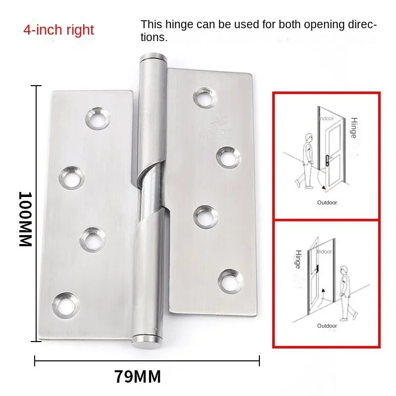 4-дюймовая подъемная петля для ванной комнаты, съемная петля в форме флага из нержавеющей стали, автоматически закрывает заднюю дверь, съемные петли, right 4inch
