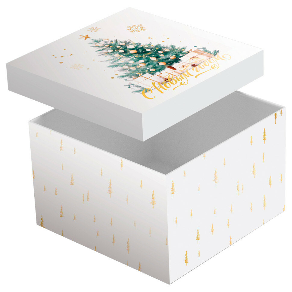 Коробка складная подарочная MESHU "New Year", (15*15*15см), отд фольгой, 382898