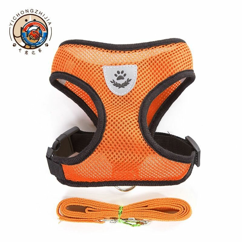 Анатомическая шлейка для кошек и щенков с поводком 130 см, дышащая текстильная нагрудная жилетка для мелких и средних пород, регулируемая прогулочная шлейка с светоотражающим элементом
