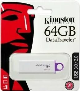 Память USB Flash 64 ГБ Kingston DataTraveler G4 (DTIG4/64GB) - USB 3.2 Gen1, до 120 Мбайт/сек, монолит с колпачком, пластик