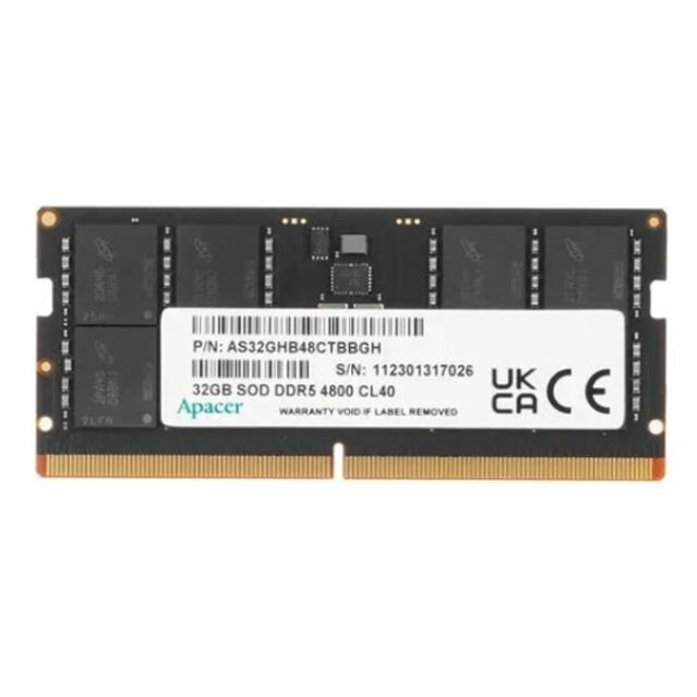 Оперативная память APACER AS32GHB48CTBBGH (AS32GHB48CTBBGH) SO-DIMM DDR5 32 ГБ - DDR5, 32 ГБ х 1 шт, 4800 МГц
