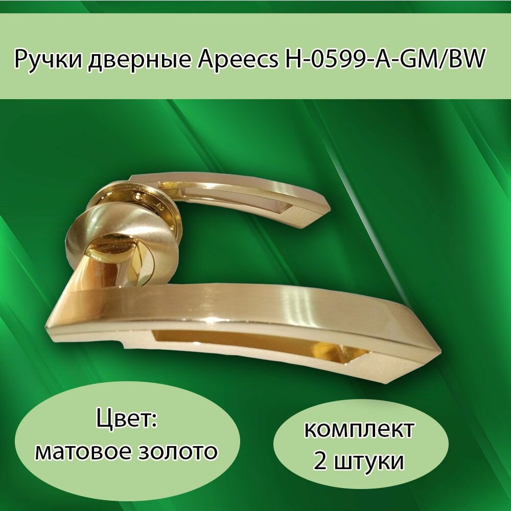 Ручки дверные Apecs Premier H-0599-A-GM/BW (матовое золото), фурнитура для дверей