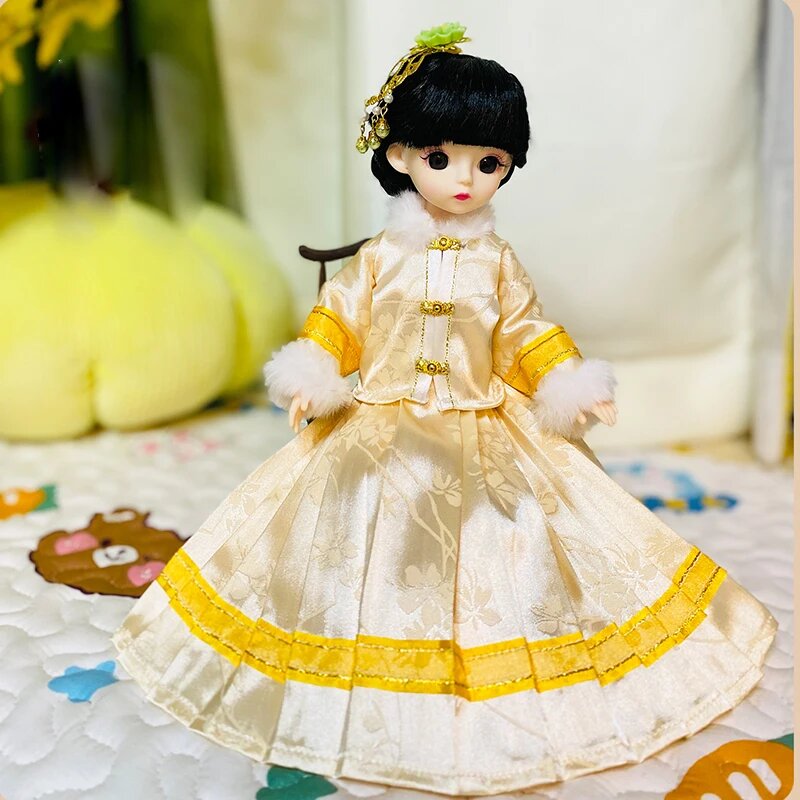 Китайская кукла в одежде Hanfu 30 см Желтый, 12