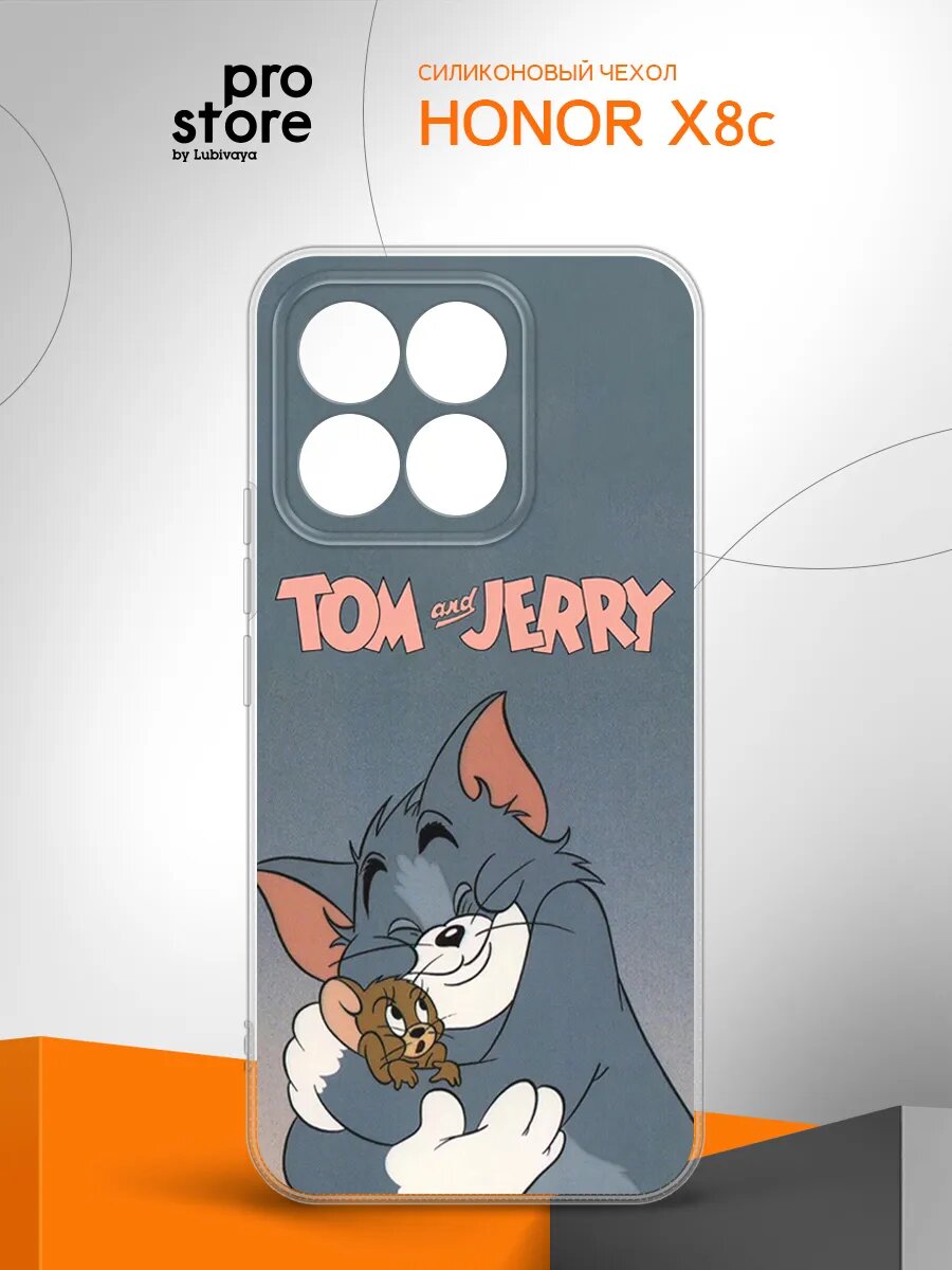 Чехол на Honor X8c/ Хонор Х8с накладка, защита камеры и углов, прозрачный с рисунком