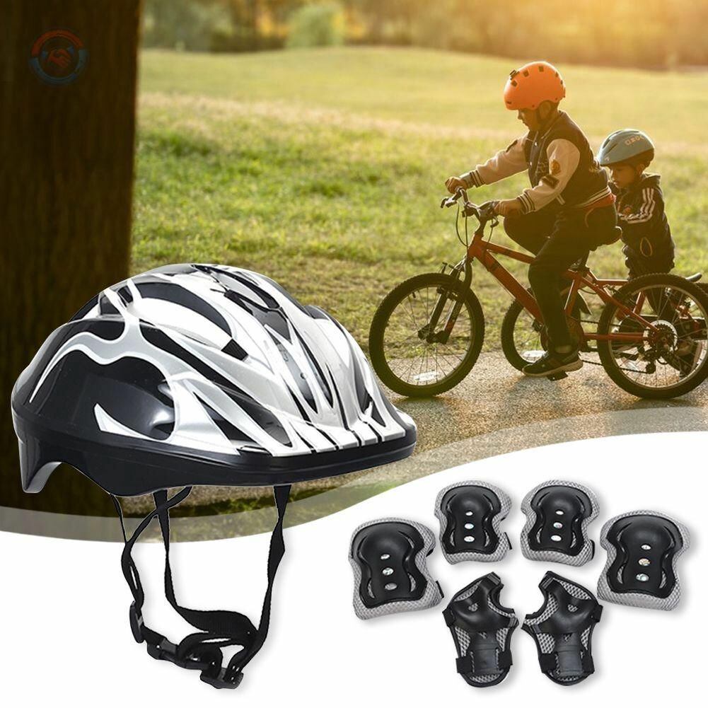 Детский защитный комплект для велосипеда, скейтборда, самоката и коньков: шлем, наколенники, налокотники с регулируемой посадкой и дышащими материалами
