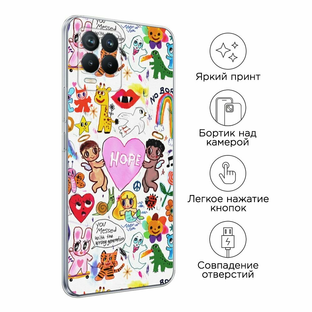 Чехол на Realme 8/8 Pro / Реалми 8/8 Про с принтом "Милые рисунки" — фото 1