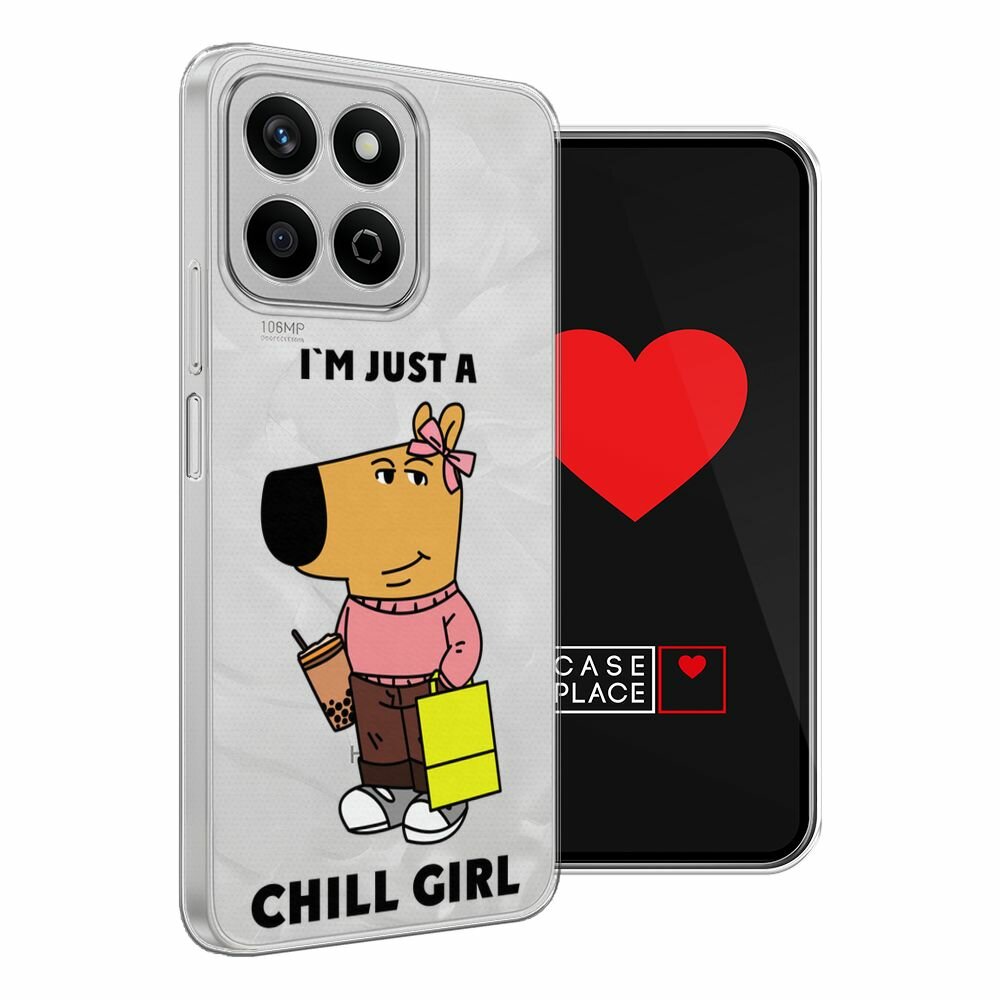 Чехол на Honor X7c / Хонор X7c с принтом "Just a chill girl 1 - 14 февраля", прозрачный — фото 1