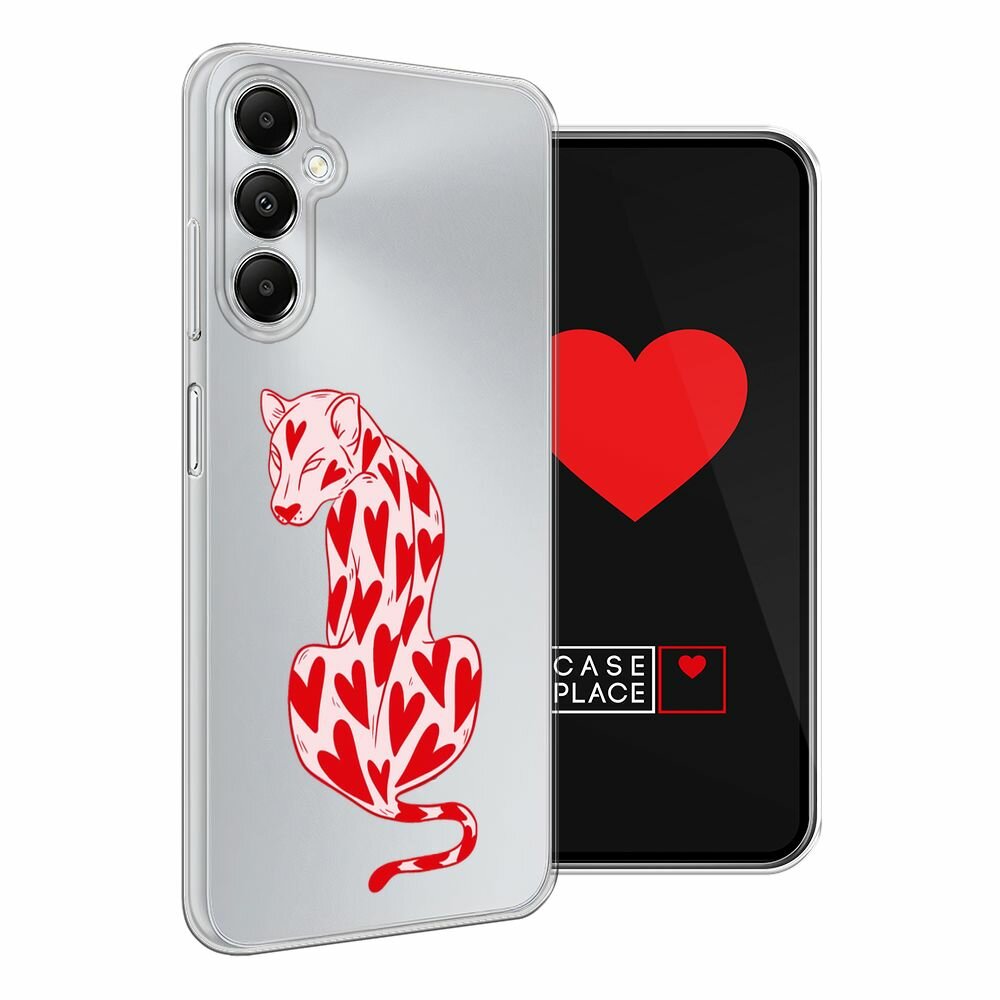 Чехол на Samsung Galaxy A05s / Самсунг Галакси A05s с принтом "Heart panther 2 - 14 февраля", прозрачный — фото 1