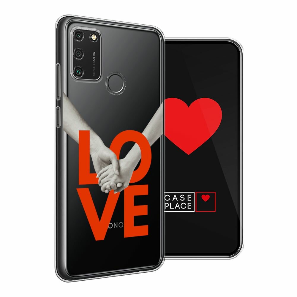 Чехол на Honor 9A / Хонор 9А с принтом "Love holding hands - 14 февраля", прозрачный — фото 1