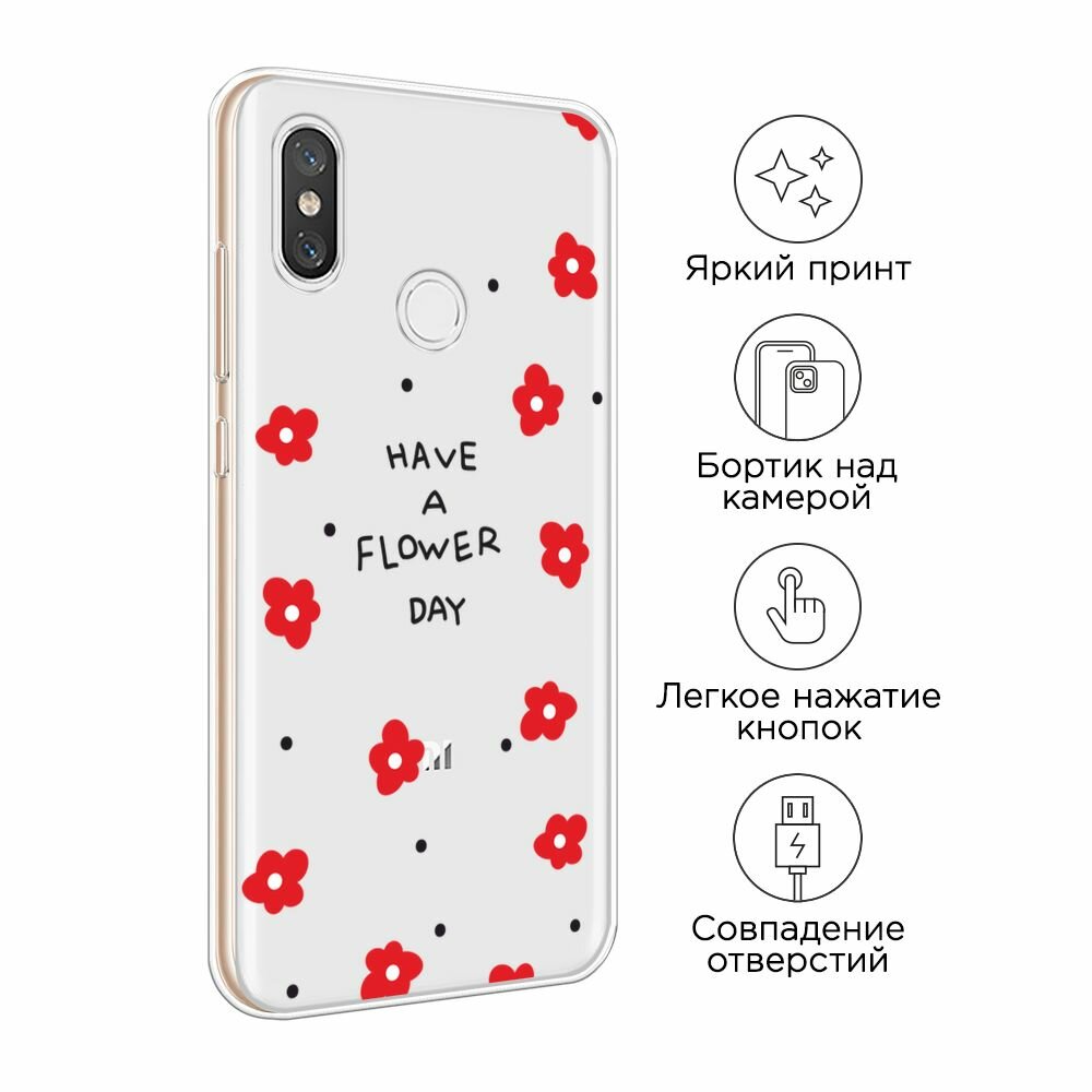 Чехол на Xiaomi Mi 8 / Сяоми Ми 8 с принтом "Have a flower day 2", прозрачный — фото 1