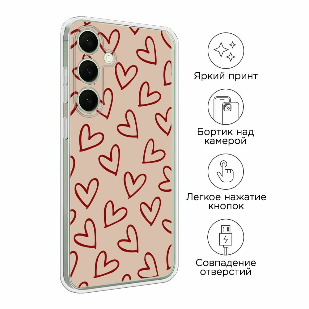 Чехол на Samsung Galaxy S25 Plus / Самсунг S25 Плюс с принтом "Little hearts doodles 1 - 14 февраля" — фото 1