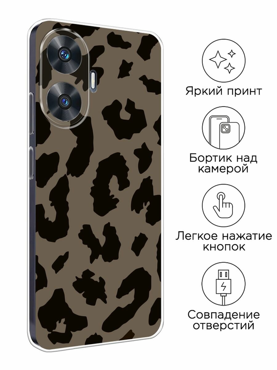 Чехол на Realme C55 / Реалми C55 с принтом "Леопардовые пятна паттерн 1" — фото 1