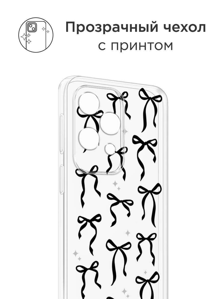 Чехол на Realme C71/P3 Lite 4G / Реалми С71/P3 Лайт 4G с принтом "Black bows", прозрачный — фото 1
